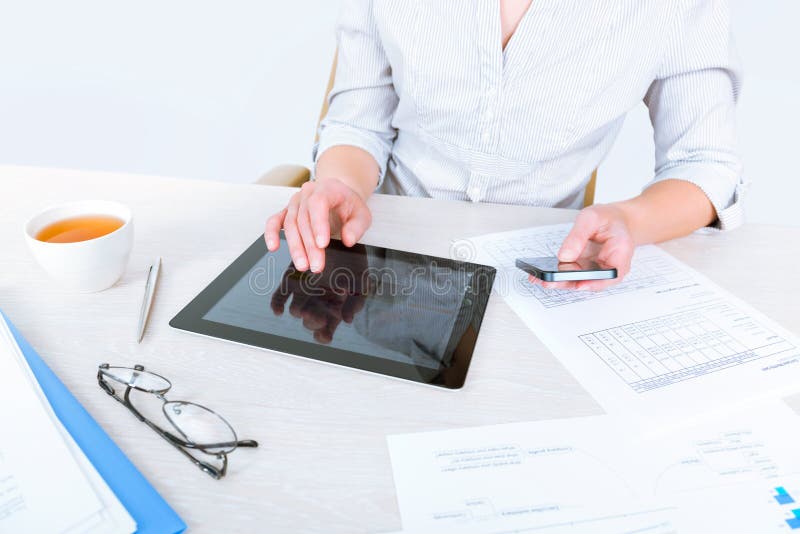 Multitasking at work stock image. Image of analysis, businesswoman ...