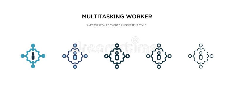 Multitasking Worker Icon in Different Style Vector Illustration. Two ...