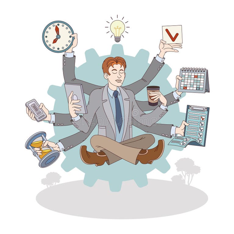 Multitasking Worker Performing Different Tasks in the Same Time Stock ...