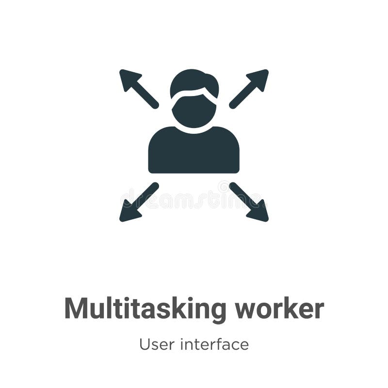 Multitasking Worker Vector Icon on White Background. Flat Vector ...