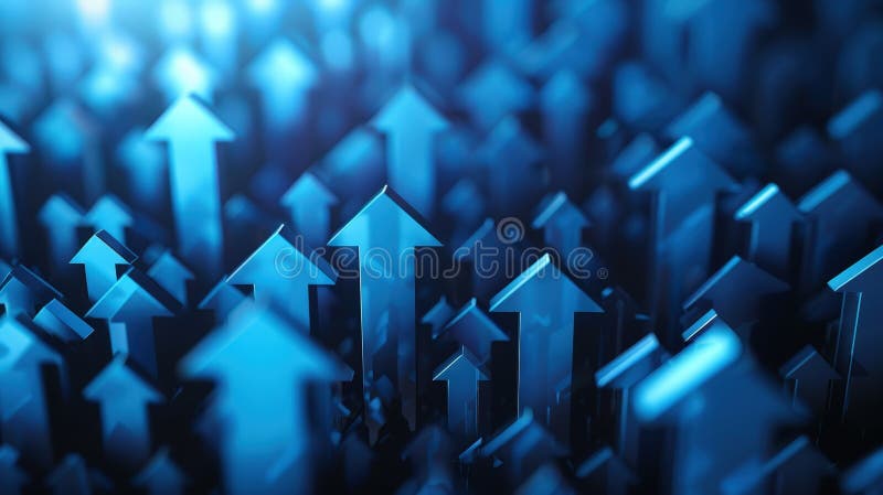Dynamic Blue Arrows Pointing Upward Against a Gradually Lit Background ...