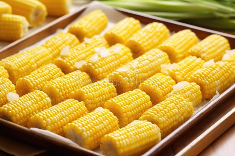Multitude of Butter-glazed Corn Cobs on a Serving Tray Stock Image ...