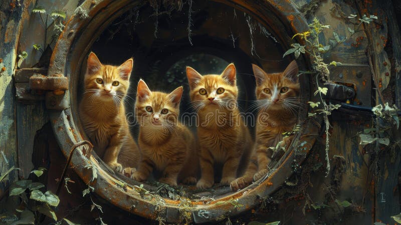 A Multitude of Ginger Cats Looking at the Camera. a Group of ...