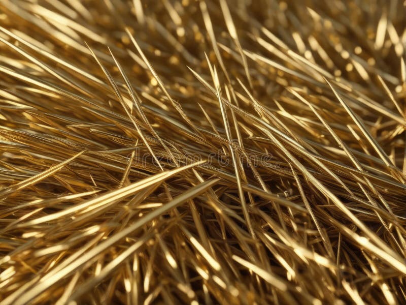 A Multitude of Golden Needles Layered Randomly from a Top View ...