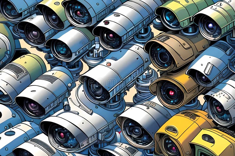 Multitude of Security Cameras Stock Illustration - Illustration of ...