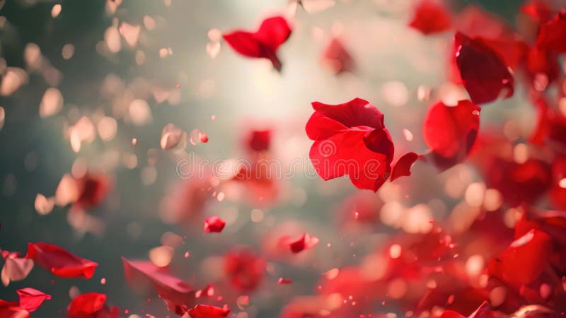 A Multitude of Vibrant Red Petals Suspended in Mid-air, Creating a ...