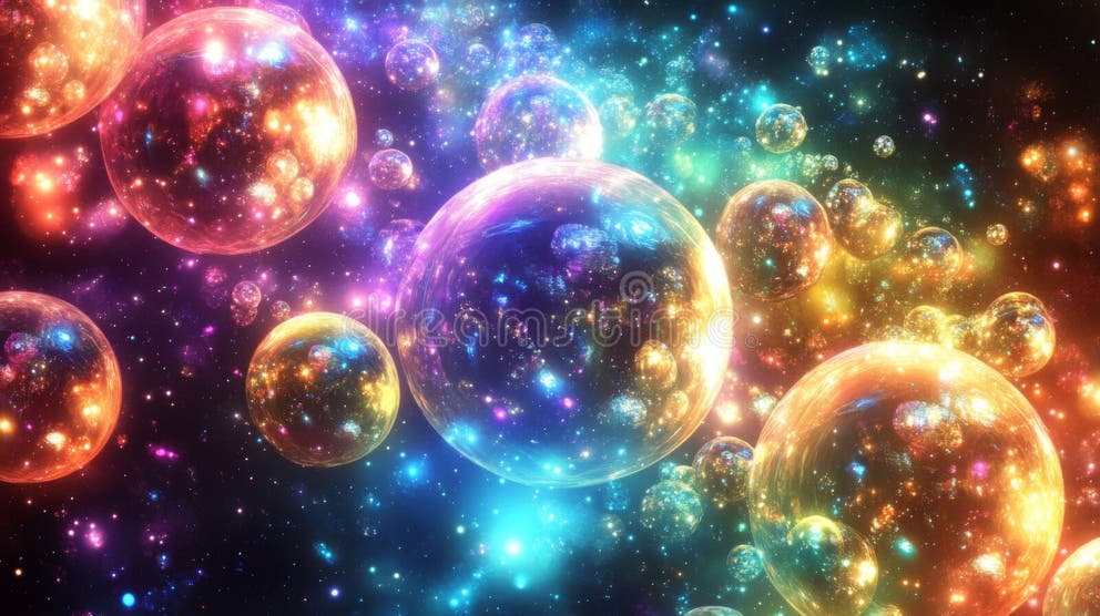 Multiverse Bubbles of Colorful Galactic Universes Stock Illustration ...