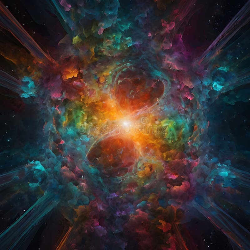 Multiverse Scene with Colorful Glowing Dimensions Colliding Stock ...