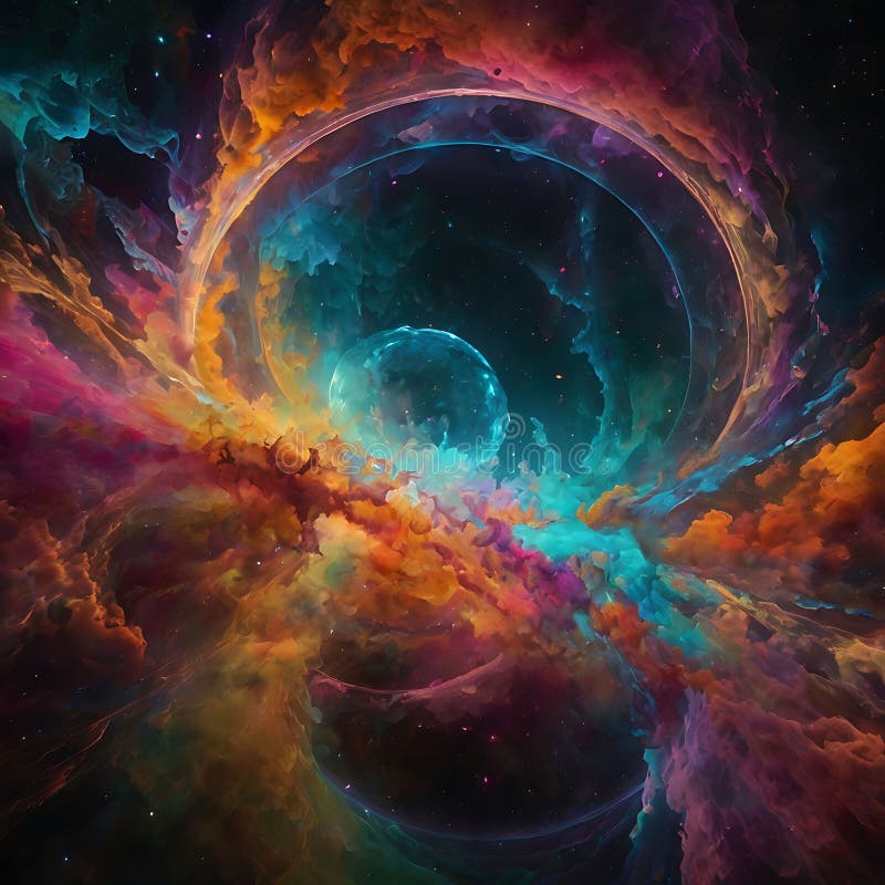 Multiverse Scene with Colorful Glowing Dimensions Colliding Stock ...