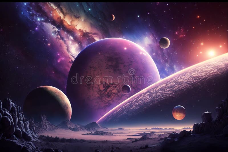 Multiverse Wonders: Earth-Like Planets Galore Stock Illustration ...