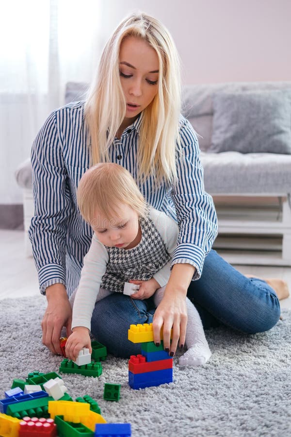 Mum with the Daughter Play To a Room Stock Image - Image of learn ...