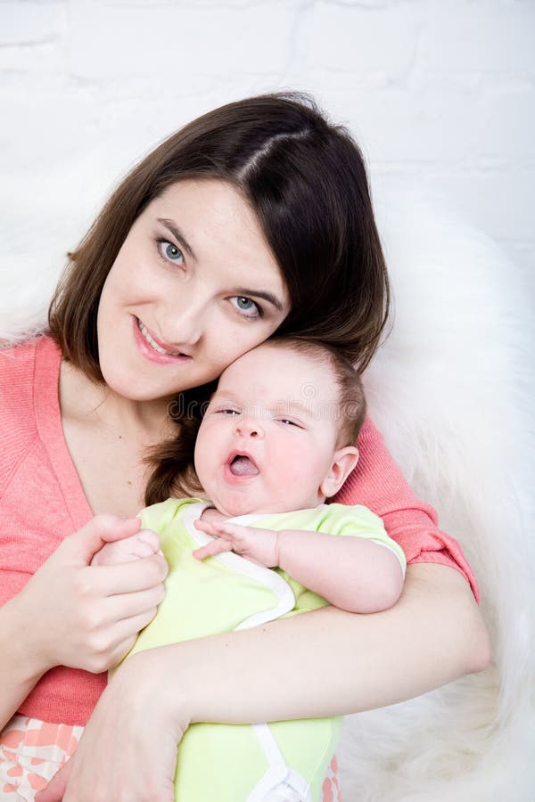 Mum plays with little baby stock image. Image of happy - 12368711