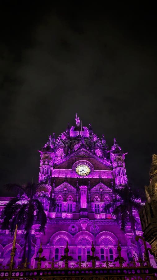 Mumbai Cst Station Night Viwe Stock Photo - Image of night, viwe: 256070106