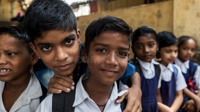 Group of Students in a School in Rural Areas of Mumbai. Editorial Stock ...