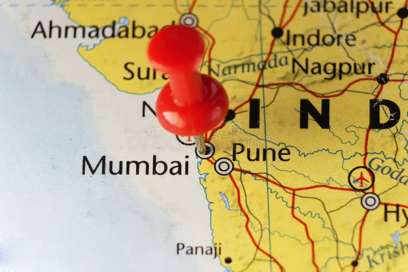 Mumbai India pinned map stock illustration. Illustration of city - 89017975