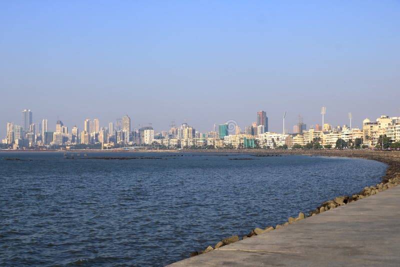 Mumbai Skyline View from Marine Drive in Mumbai, India Stock Image ...