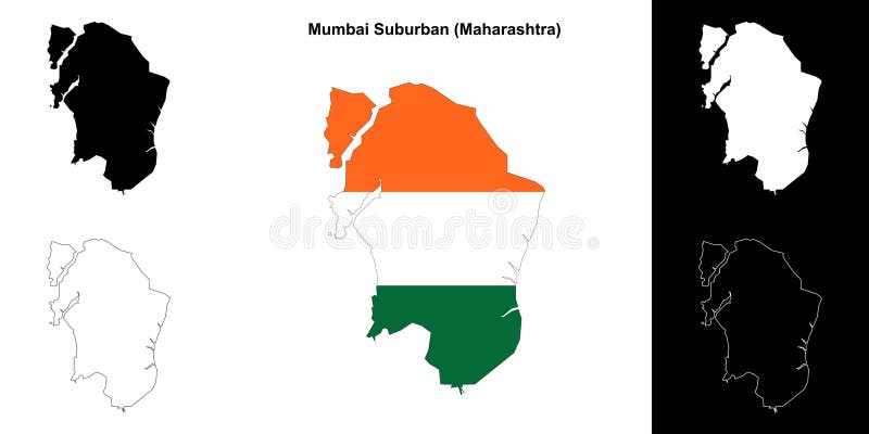 Mumbai Suburban Outline Map Stock Vector - Illustration of outline ...
