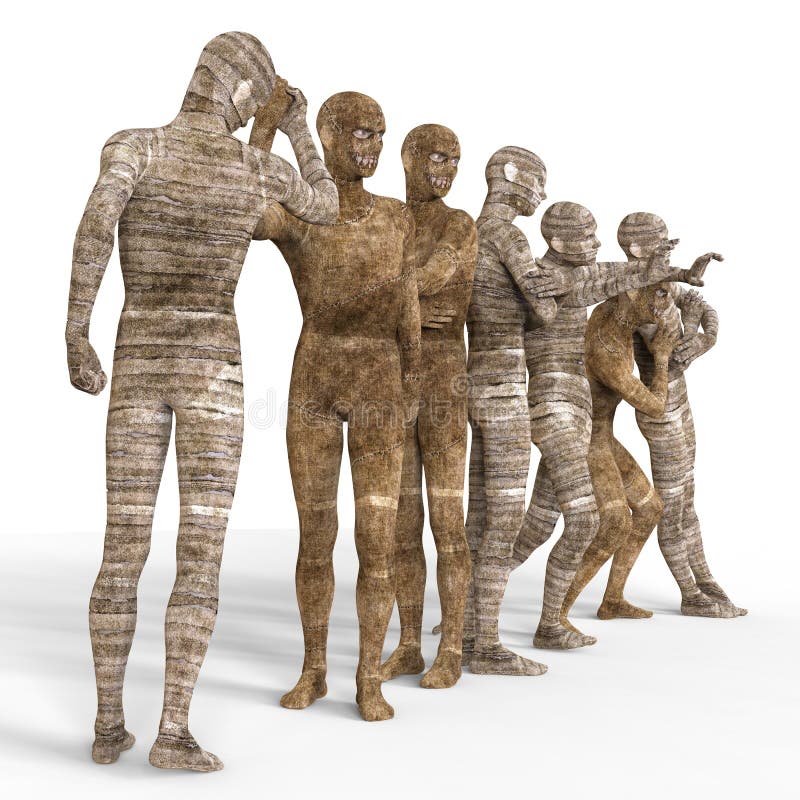 Mummies 3D Illustration stock illustration. Illustration of creepy ...