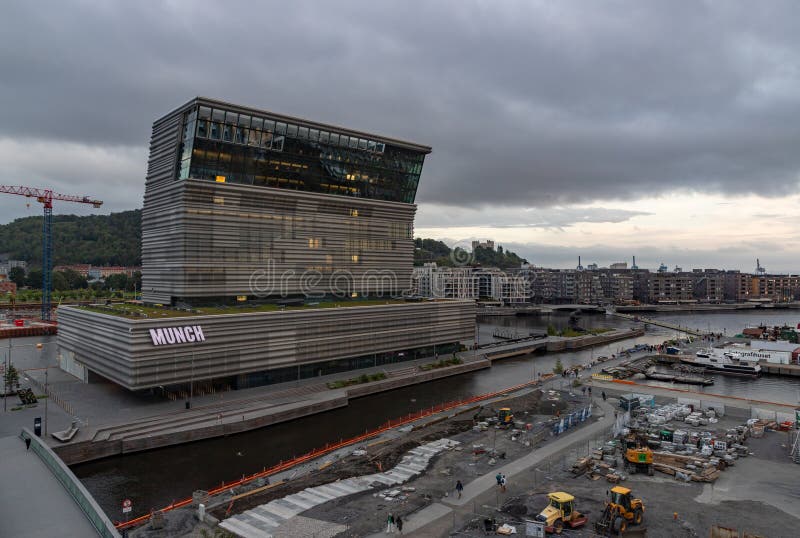 Munch Museum at Sunset editorial stock photo. Image of rooftop - 297189668
