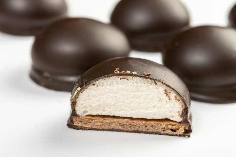 Munchmallow Chocolate Round Cookie Above White Background Stock Photo ...