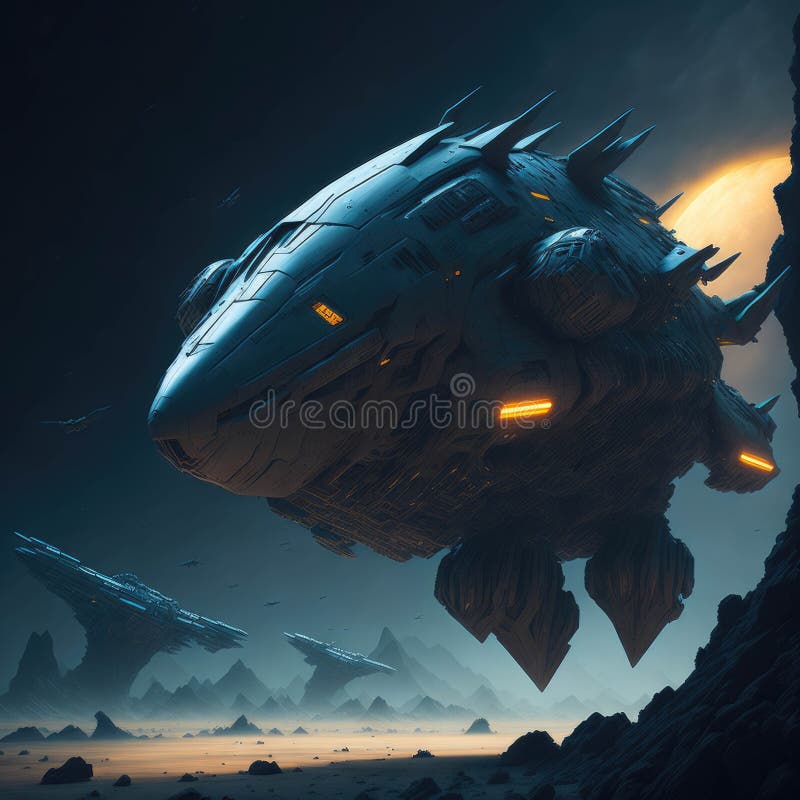 Mundo Alienígena De La Nave Espacial Alienígena Volando Futurista Con