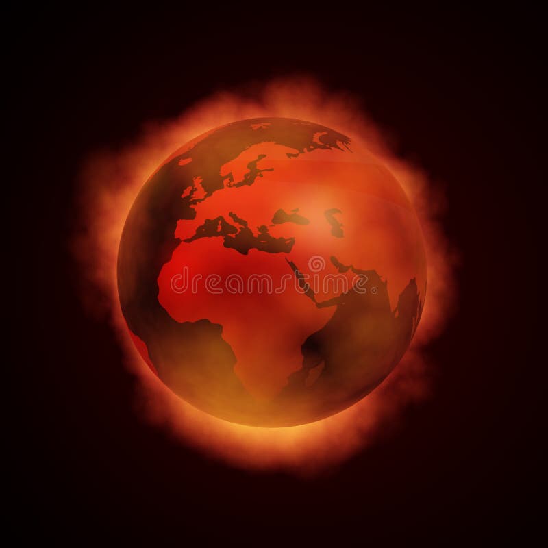 MUNDO BAJO FUEGO stock de ilustración. Ilustración de fuego - 2485864