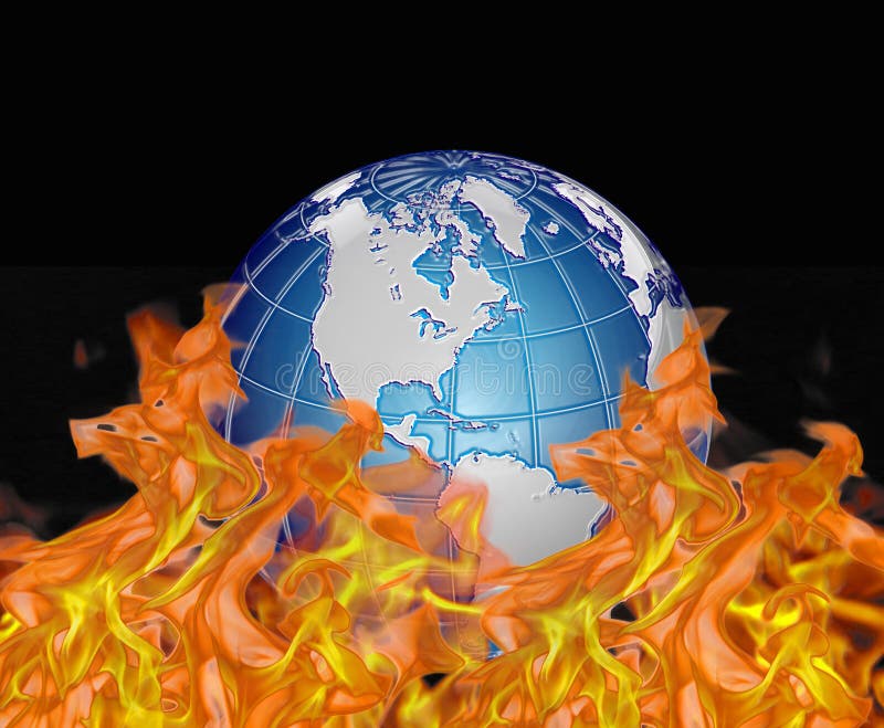 Llamas Del Mapa Del Mundo Y Del Fuego Imagen de archivo - Imagen de ...