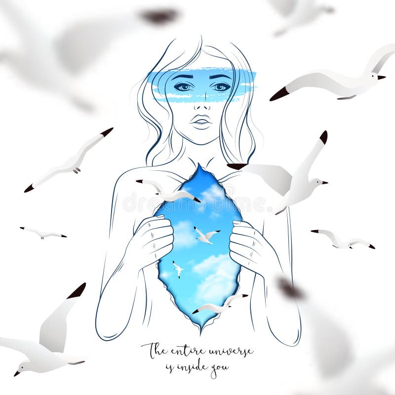 Mundo Interno De La Mujer Hermosa Ilustración del Vector - Ilustración ...