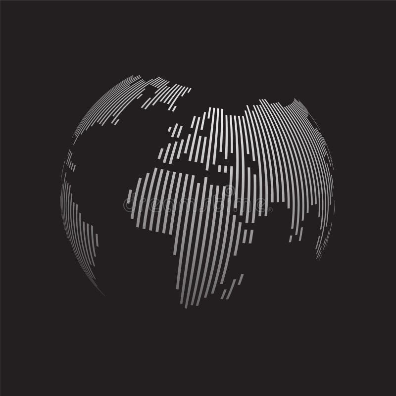 Mapa Del Mundo Simple Compuesto De Las Rayas Blancas Ilustración del ...