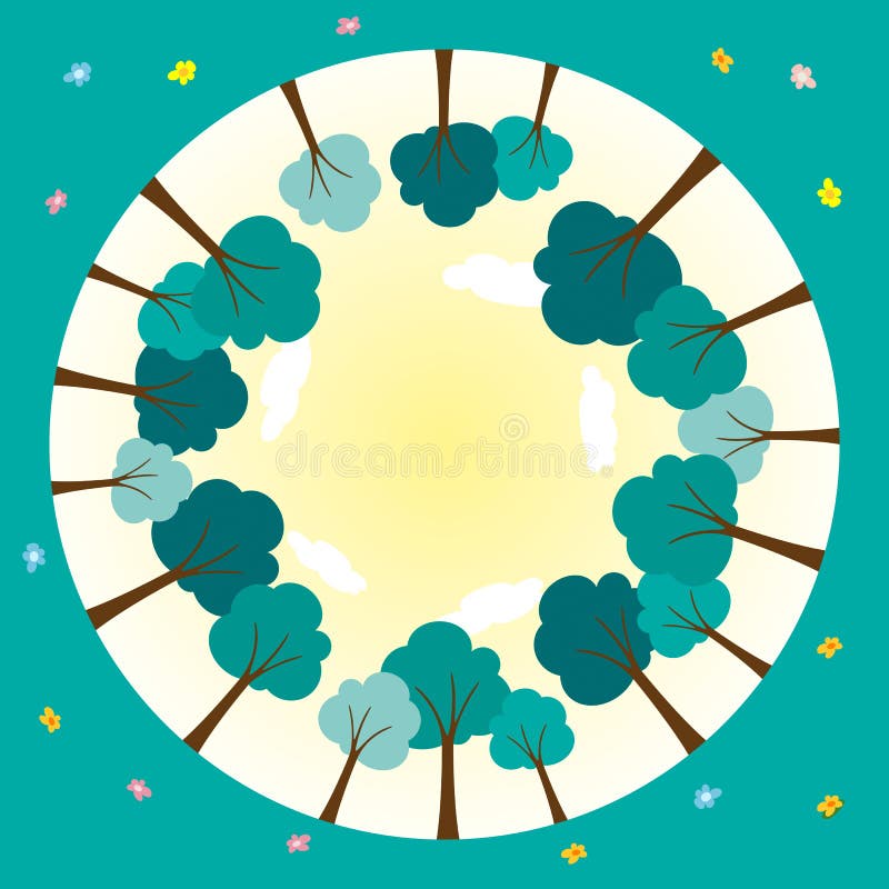 Mundo redondo com árvores ilustração do vetor. Ilustração de feriado ...