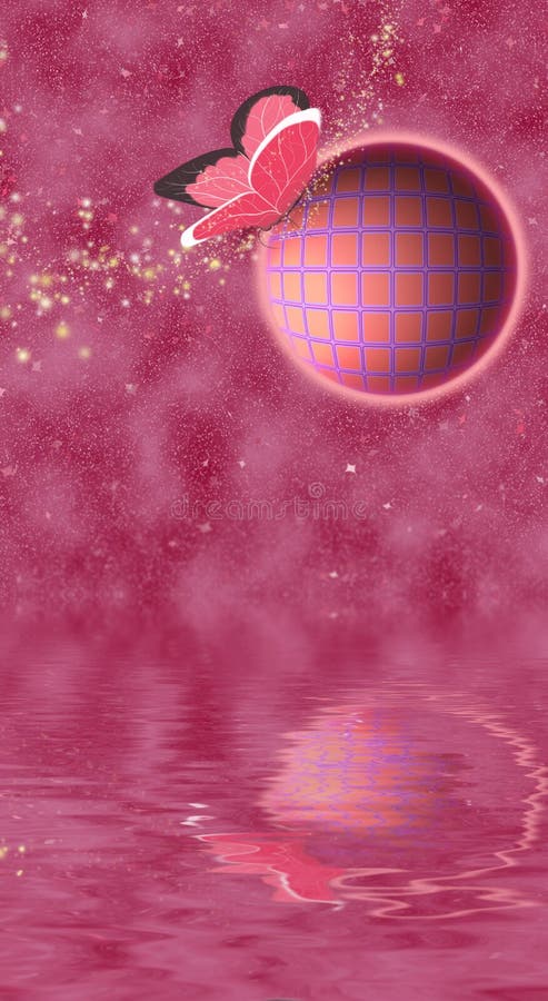 Mundo Rosado De La Mariposa Stock de ilustración - Ilustración de ...