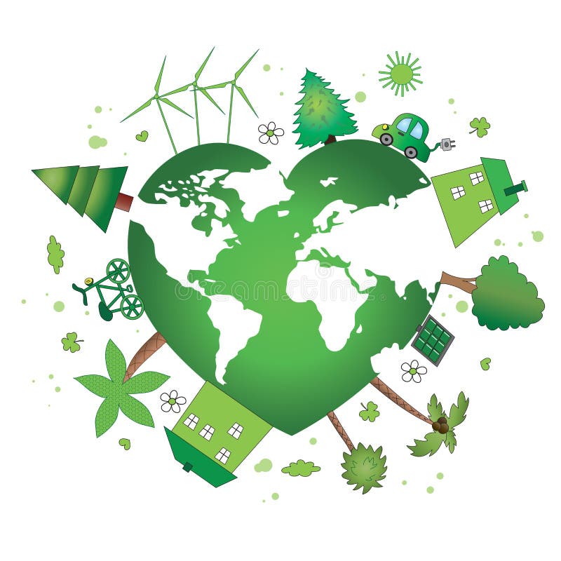 Mundo verde con los niños stock de ilustración. Ilustración de verde ...