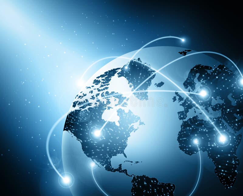 Mapa Del Mundo Brillante Abstracto Del Vector De Las Luces Ilustración ...