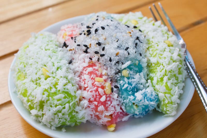 Mung Bean Rice-crepe, Thai Dessert. Stock Image - Image of asian, snack ...