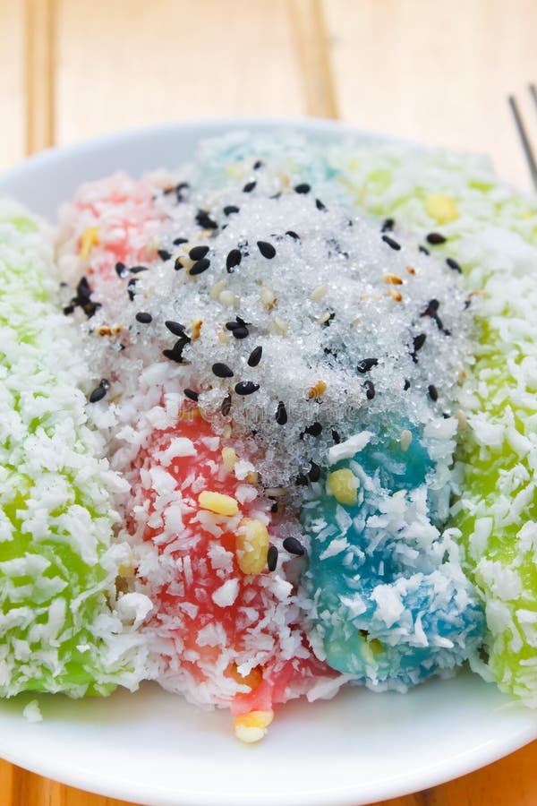 Mung Bean Rice-crepe, Thai Dessert. Stock Image - Image of asian, snack ...