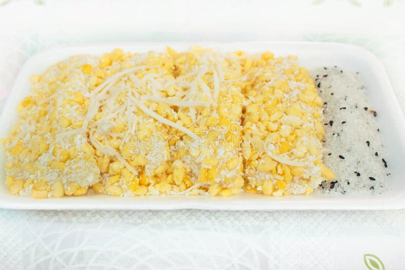 Mung Bean Rice-crepe, Thai Dessert. Stock Image - Image of asian, snack ...