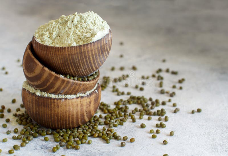 Mung Beans Flour and Grain in Bowls Stock Photo - Image of eating, copy ...