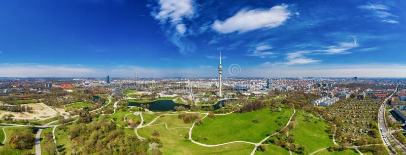 Munich from Above with a Beautiful View Over a Popular Park, Panoramic ...