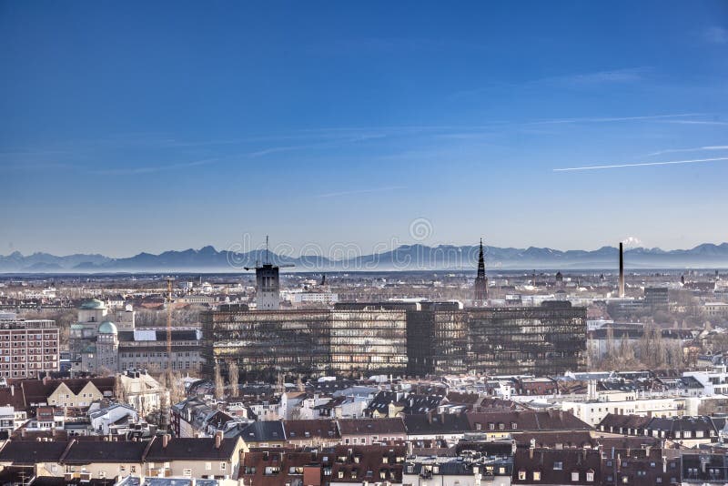 Munich in Beautiful Weather with Alps View Stock Photo - Image of ...