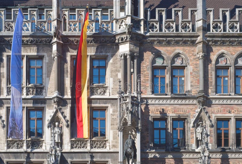 Munich City Hall with Flags Stock Photo - Image of cityscape, city ...