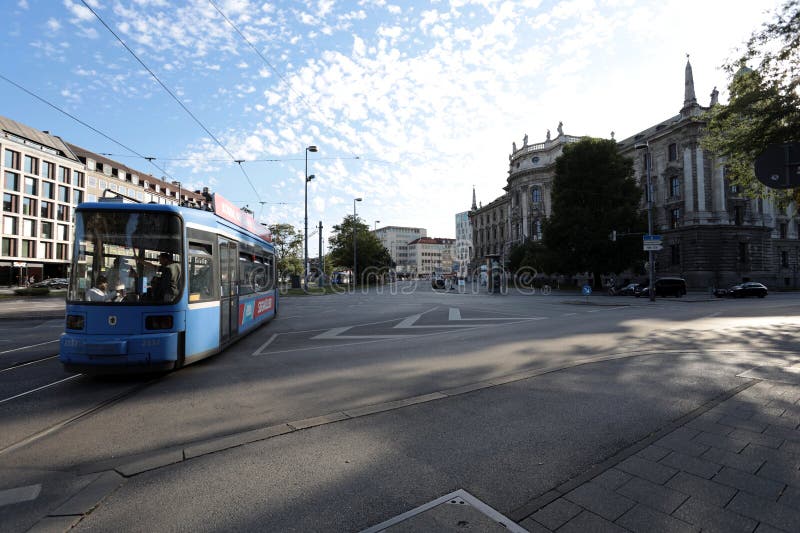 A Road Intersection with Traffic Lights in the City of Munich ...