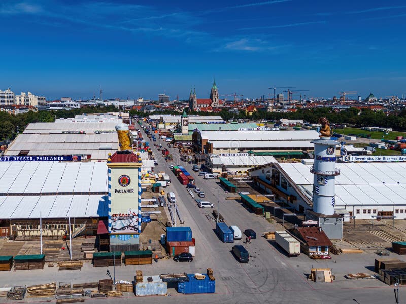 MUNICH, GERMANY - AUGUST 28: Setup of the Annual Oktoberfest in Munich ...
