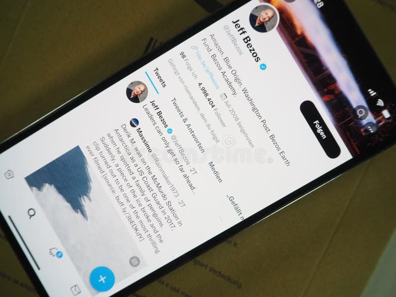 Jeff Bezos Twitter Account with Amazon Package Editorial Photo - Image ...