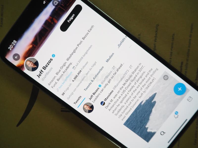 Jeff Bezos Twitter Account with Amazon Package Editorial Photo - Image ...