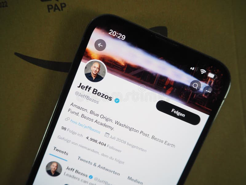 Jeff Bezos Twitter Account with Amazon Package Editorial Stock Photo ...