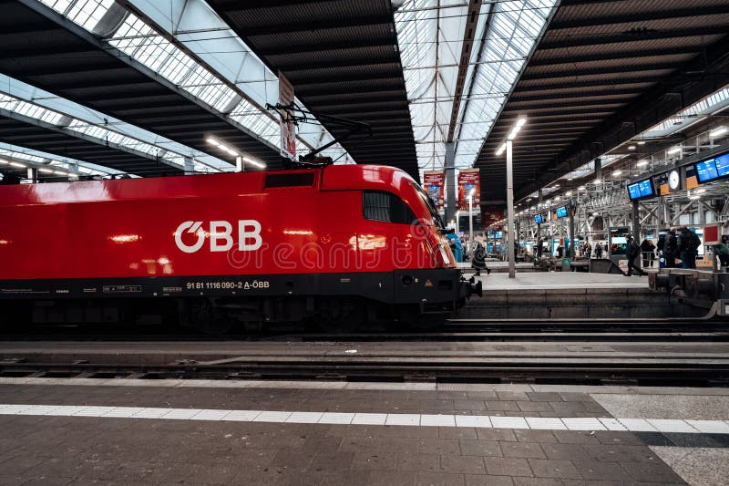 OBB Austrian Train at the Platform at the Train Station Editorial Stock ...