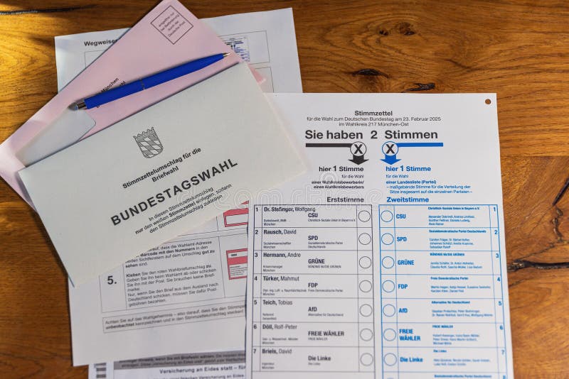 MUNICH, GERMANY - FEBRUARY 24, 2025: Envelope with Documents for ...