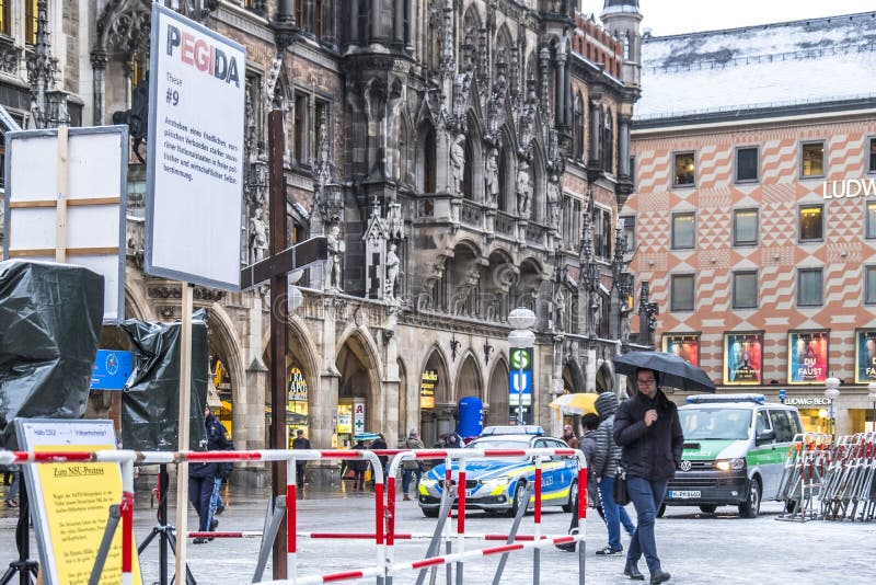 Munich , Germany - February 15 2018: PEGIDA is Demonstrating in the ...