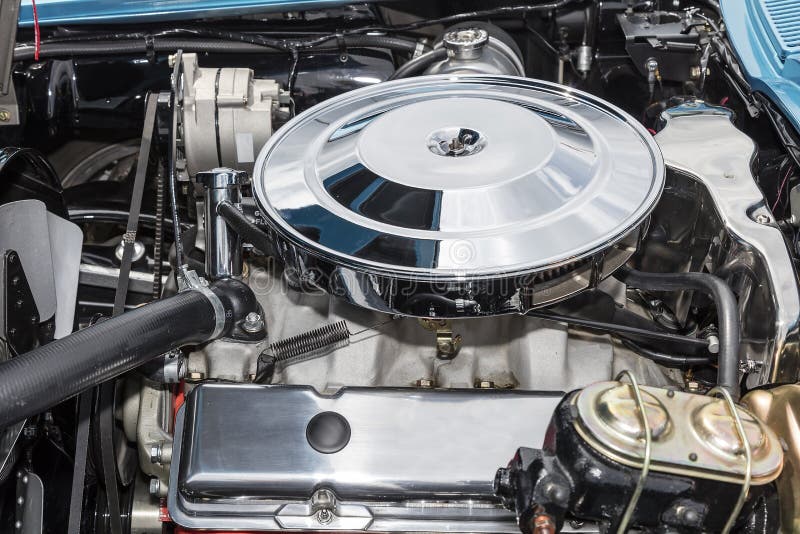 Close-up of Car`s Engine, American Classic Car Editorial Photography ...