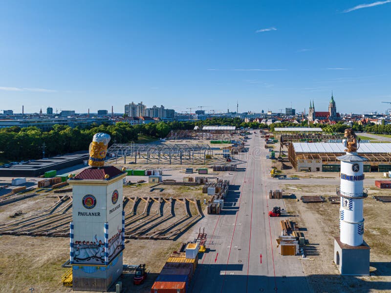 MUNICH, GERMANY - JULY 3rd: Setup of the Annual Oktoberfest on July 3rd ...